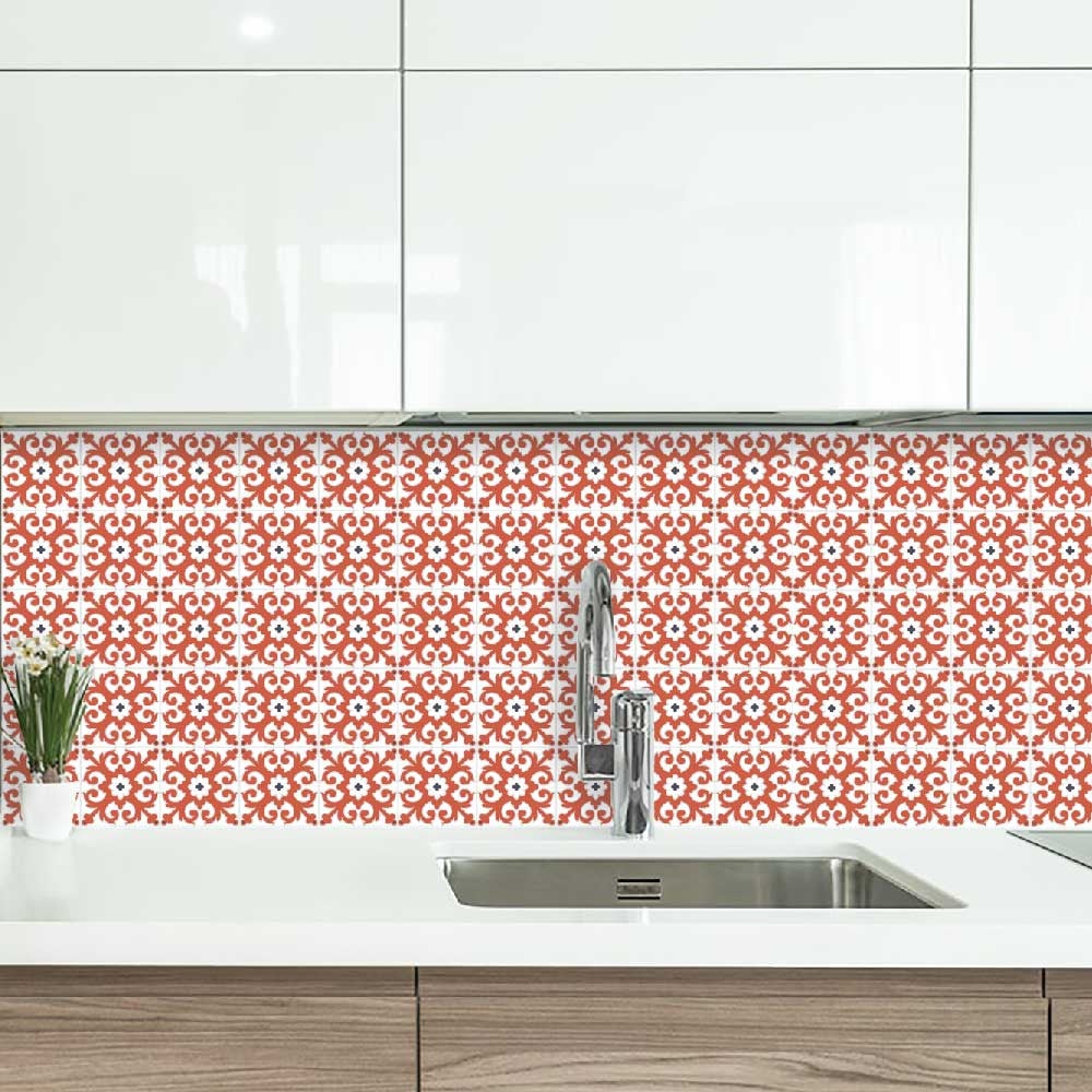 Crédence cuisine aluminium adhésivé CLOVIS - Effet Carreaux Ciment ...