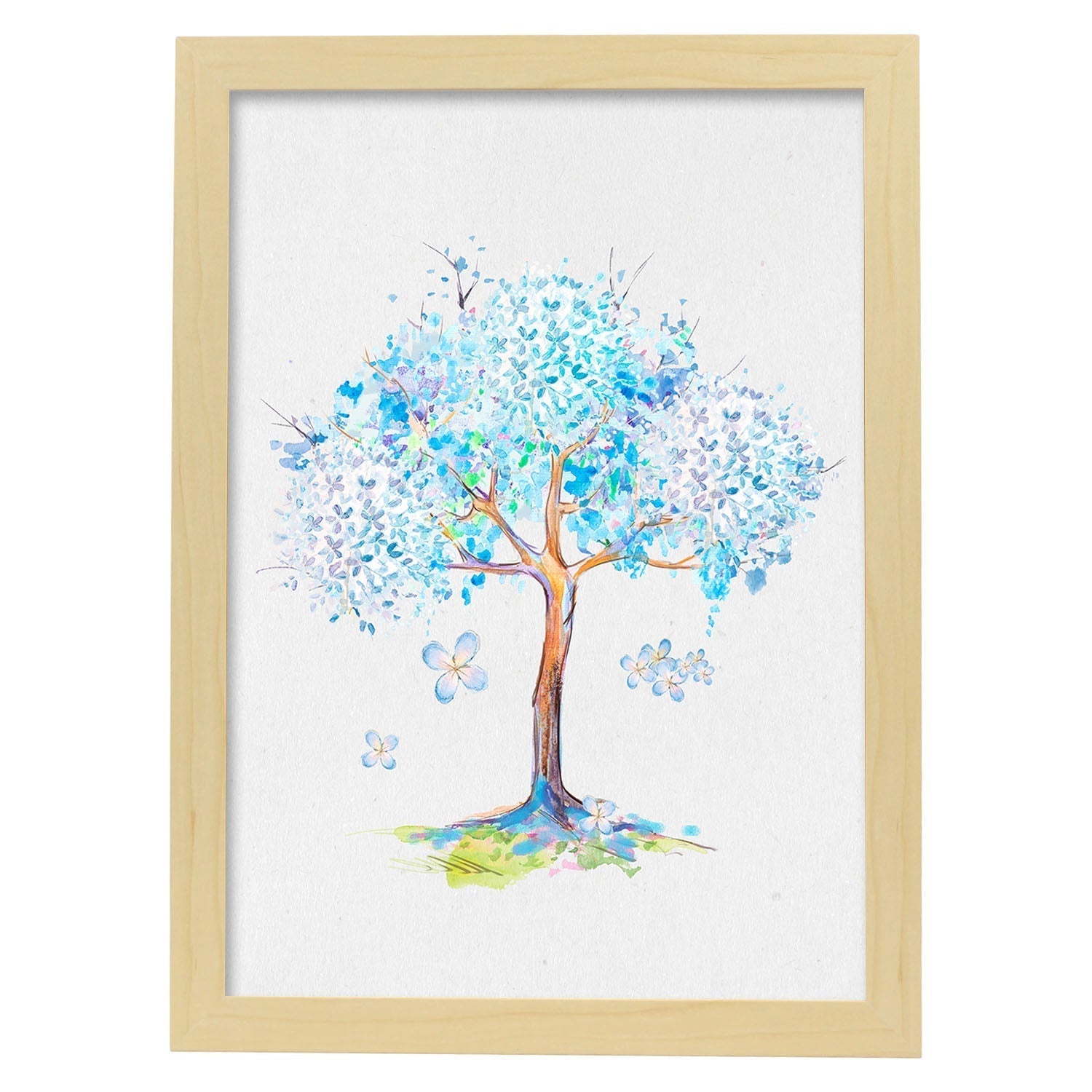 Poster De Coronas Florales. Lamina Arbol Azul Lila, Ilustrada Con ...