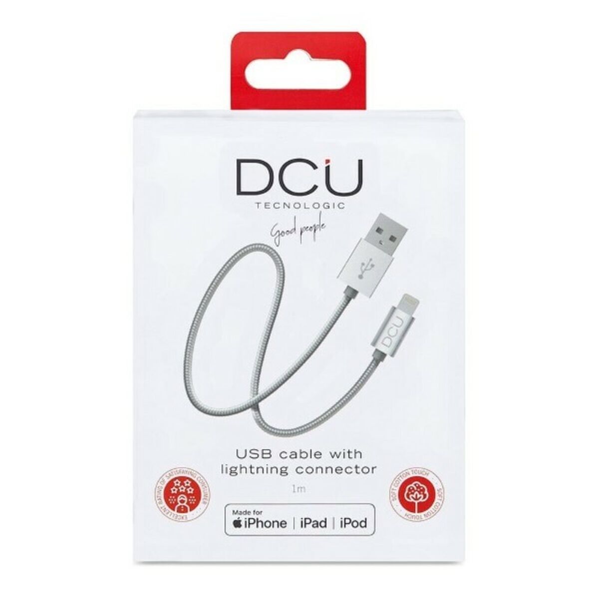 Câble de chargement USB Lightning iPhone DCU Argenté 1 m | Leroy Merlin