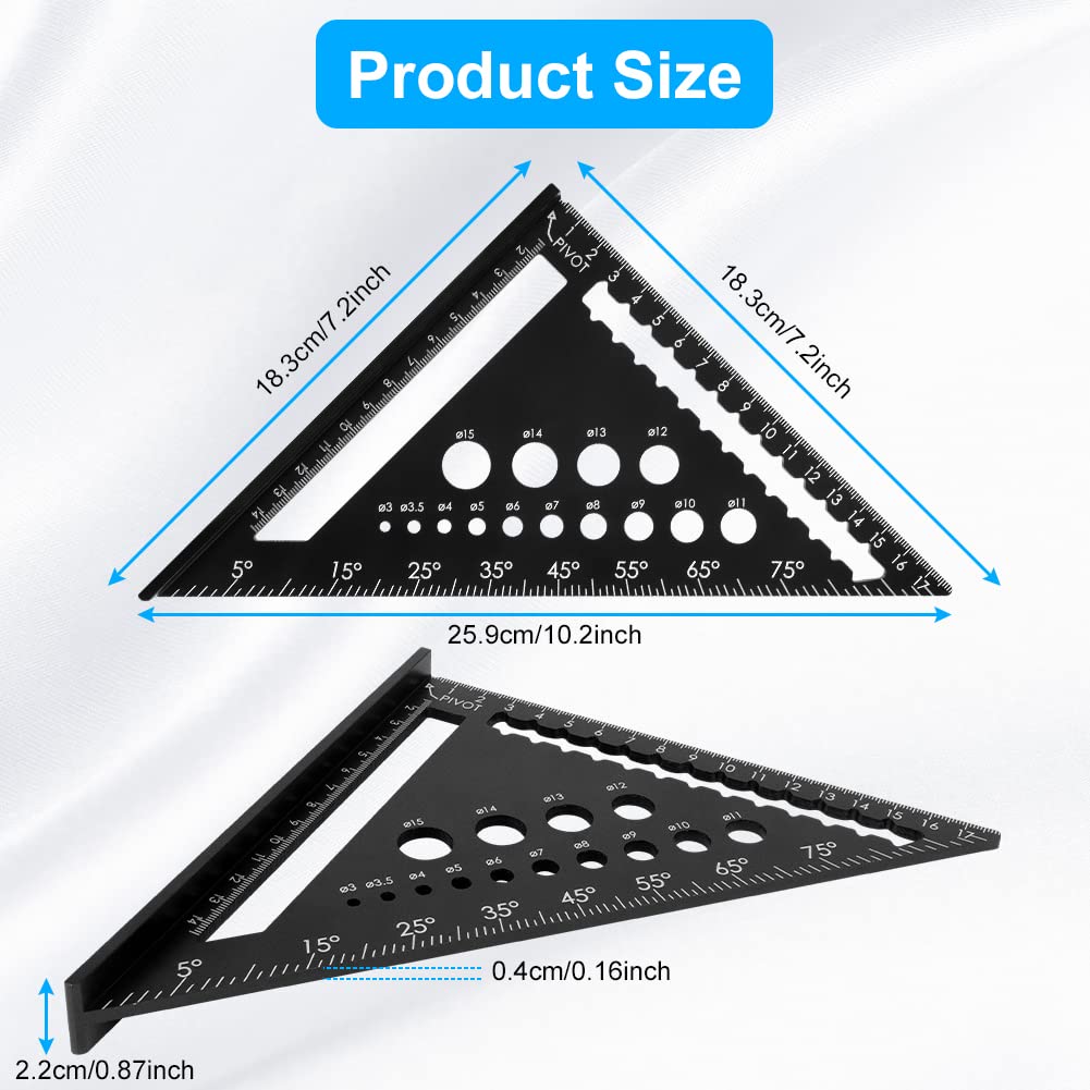 Escuadra de carpintero 5 en 1, escuadra multifunción de 180 mm, regla ...