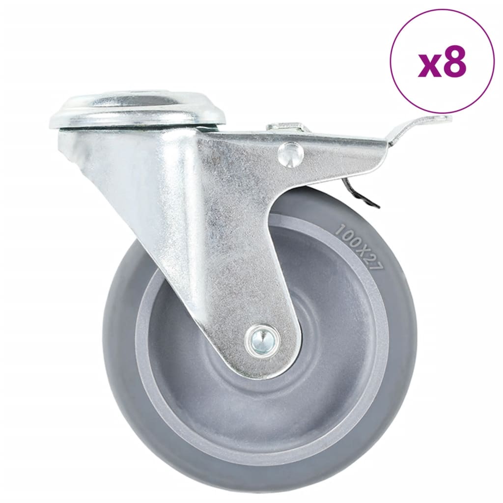 Roulettes pivotantes avec trou pour axe 8 pièces 100 mm | Leroy Merlin