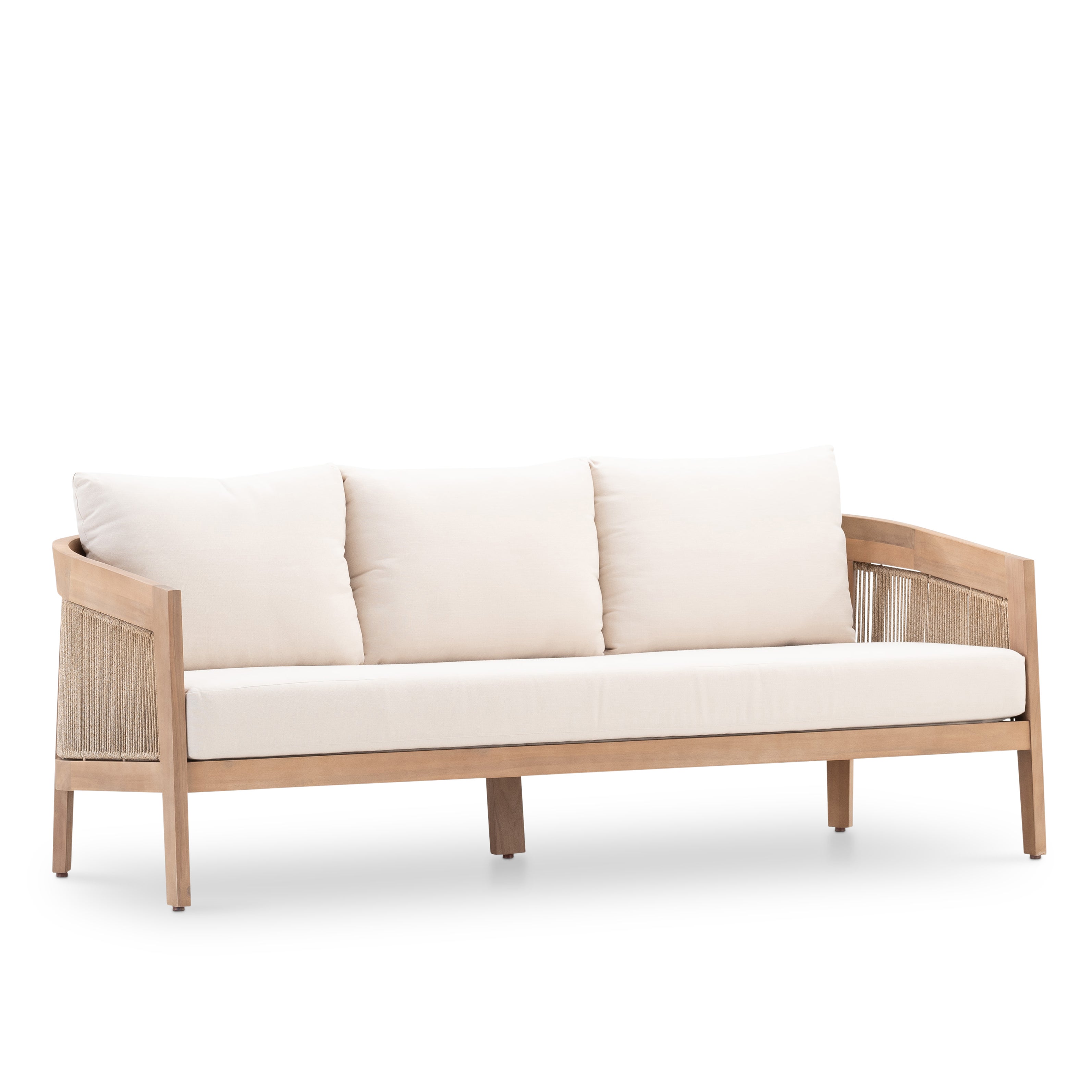 Canape jardin 3 places en bois et corde beige - Padua | Leroy Merlin
