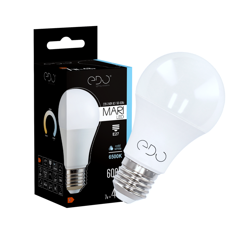 Ampoule Mari LED E27 7 W 6500K blanc froid CW 600 lm EDO777586 Edo ...
