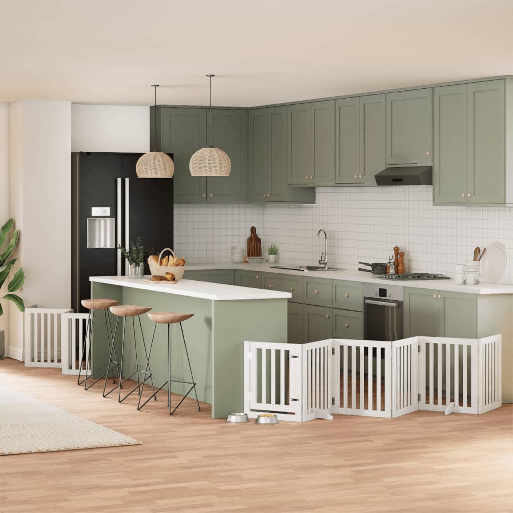 Puerta plegable barrera para perros 12 paneles de madera de álamo ...