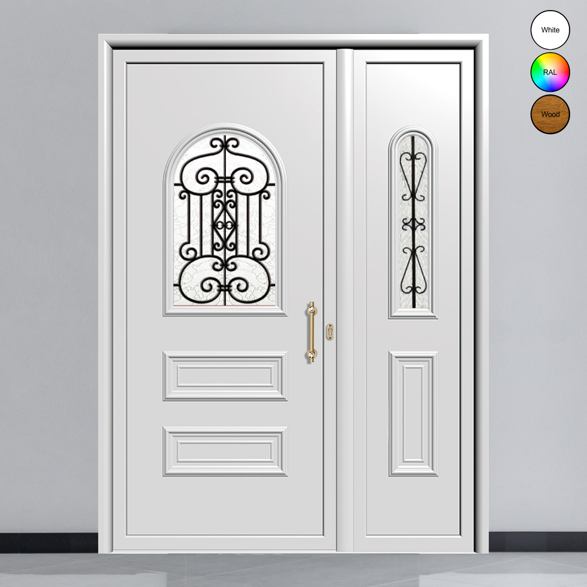 Porte d'entrée en aluminium CLASSIC DESIGN 2312-3365 RAL 9003 ( L.: 160 ...