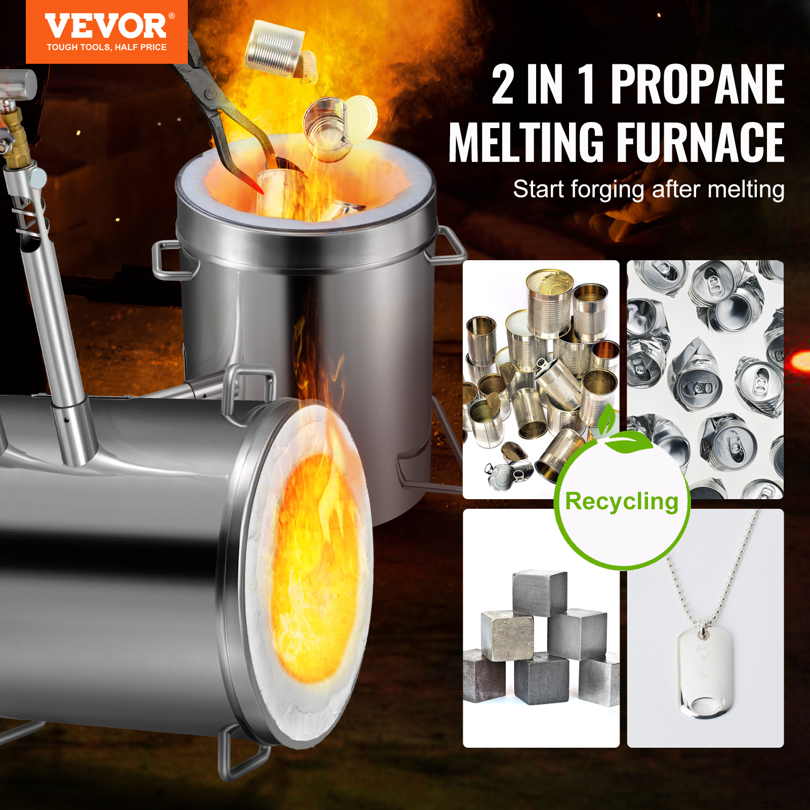 VEVOR Four de Fusion Gaz 12kg 1482℃, Fusion & Forgeage, Kit Fonderie ...