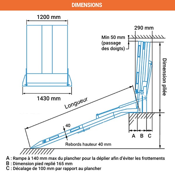 Rampe de chargement fixe - Longueur 2400mm / Largeur 1430mm - Charge ...