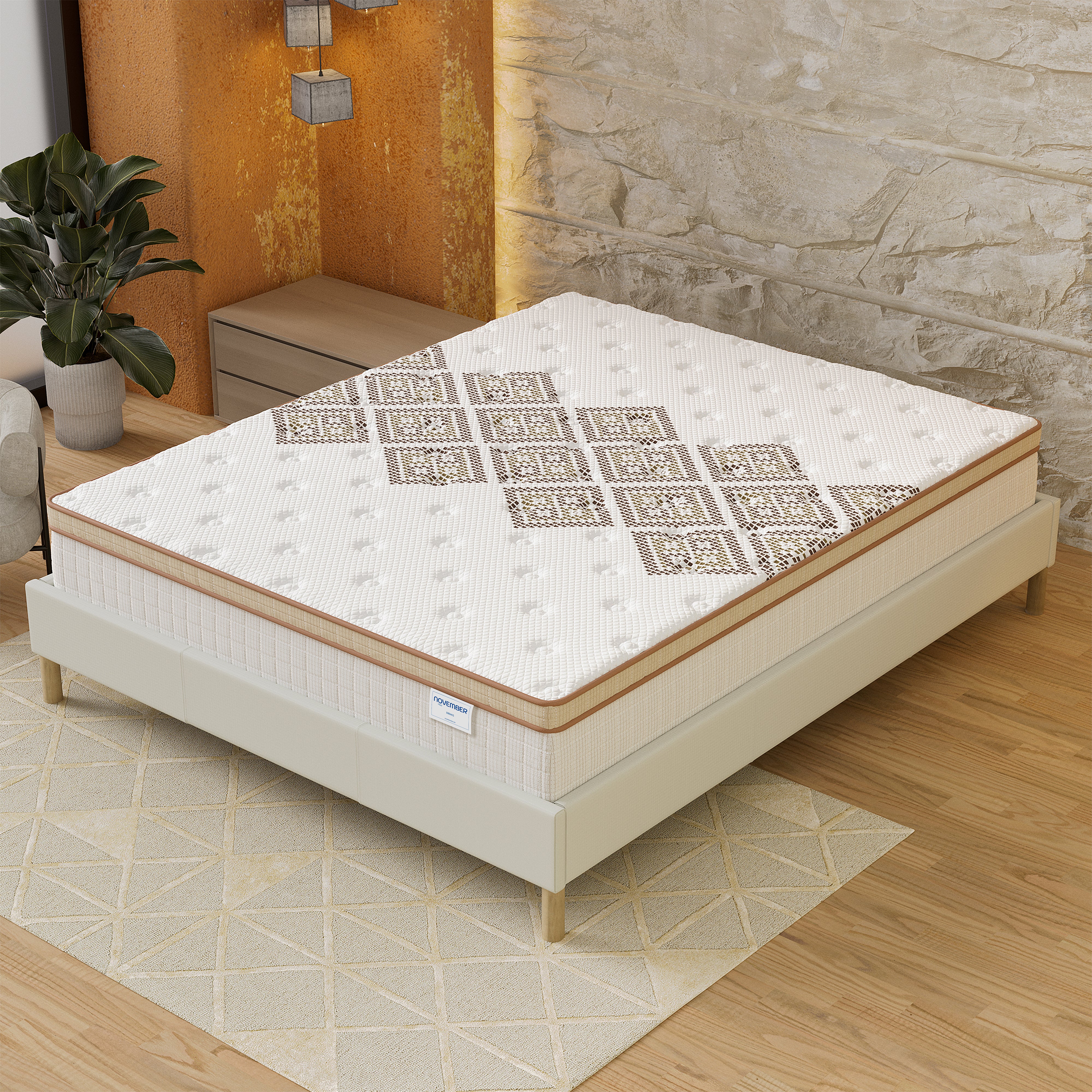 Ensemble Matelas + lit 180x200 cm, Matelas 28cm ressorts ensachés ...