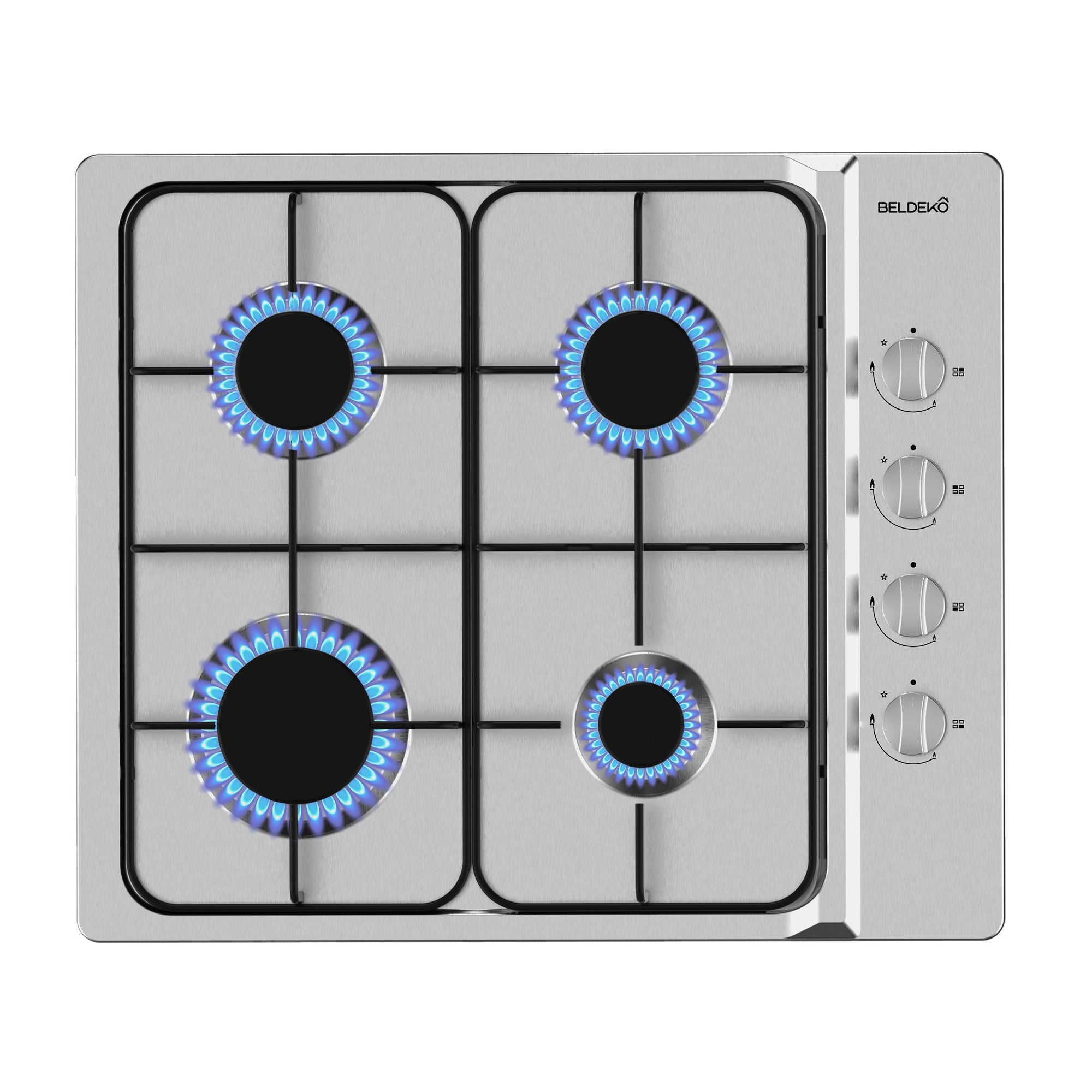 BELDEKO - Plaque de cuisson gaz 4 feux Inox - 7500W - gaz de ville et ...