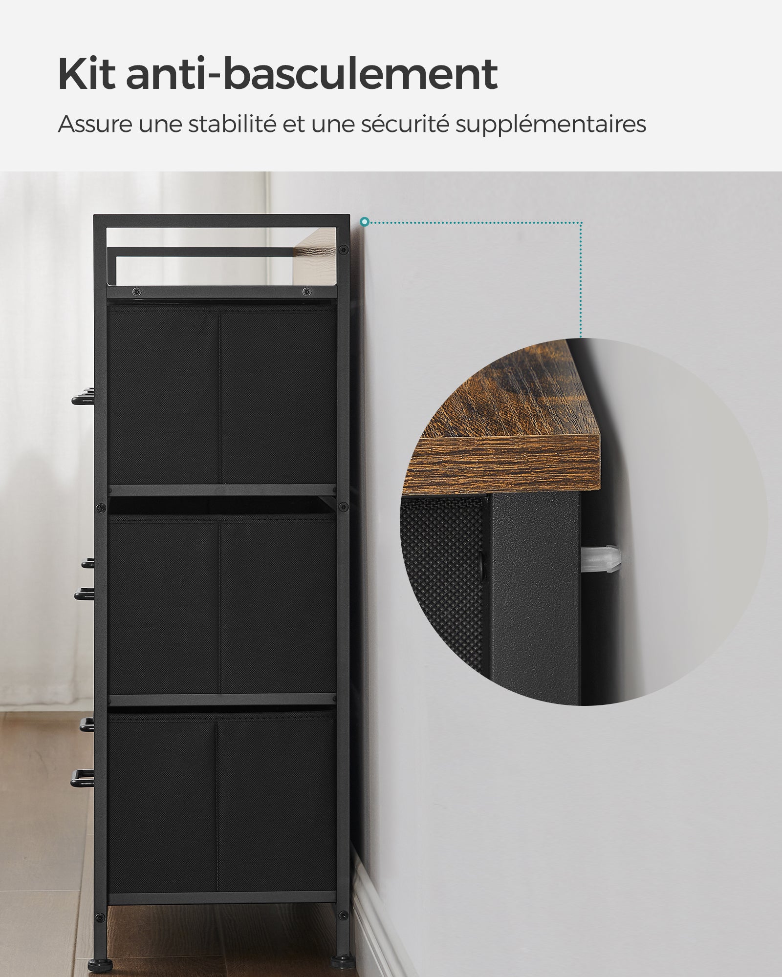 Commode 7 Tiroirs En Tissu, Meuble De Rangement, Style Industriel ...