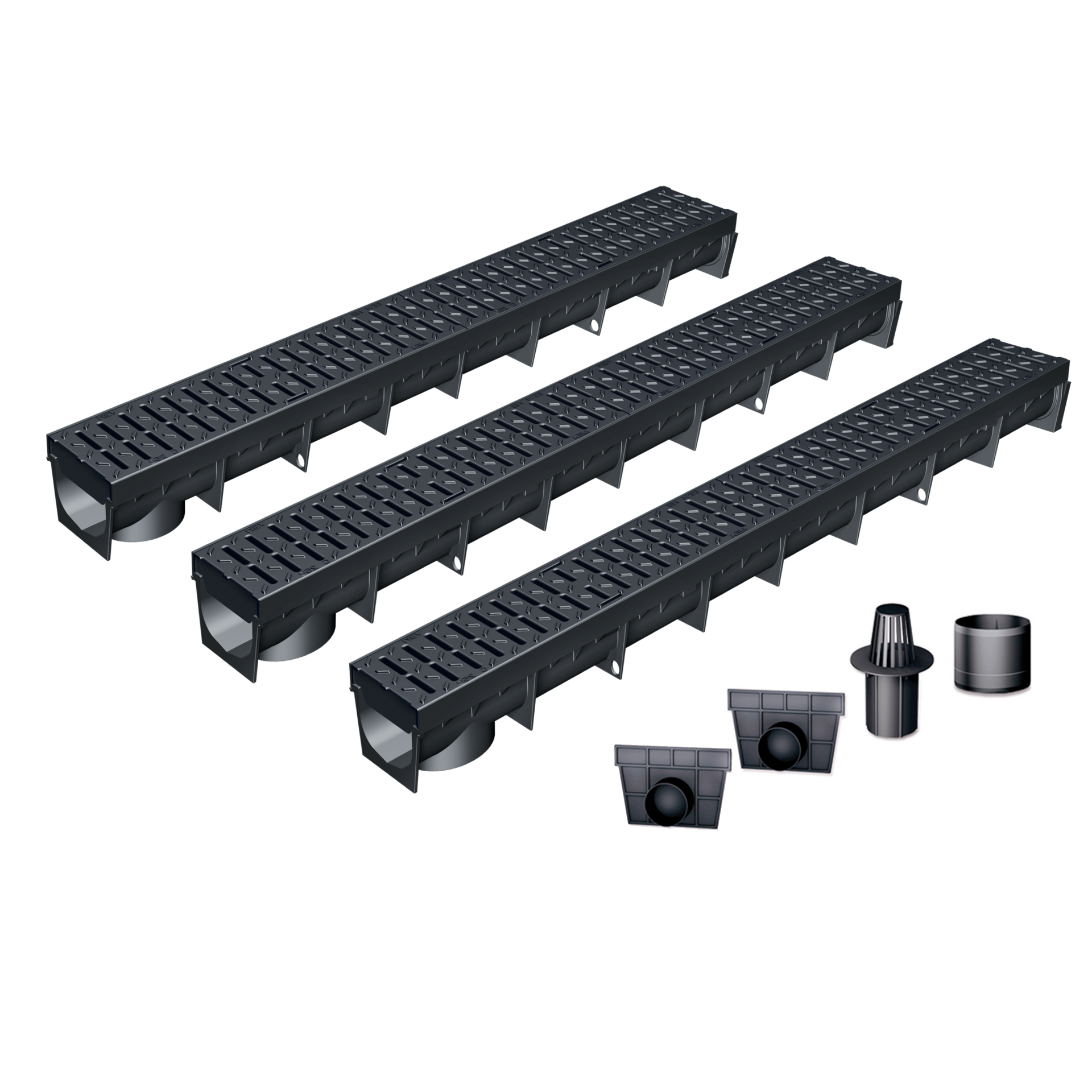 Pack de 3: Caniveau Extérieur avec Grille passerelle Polyamide Classe ...