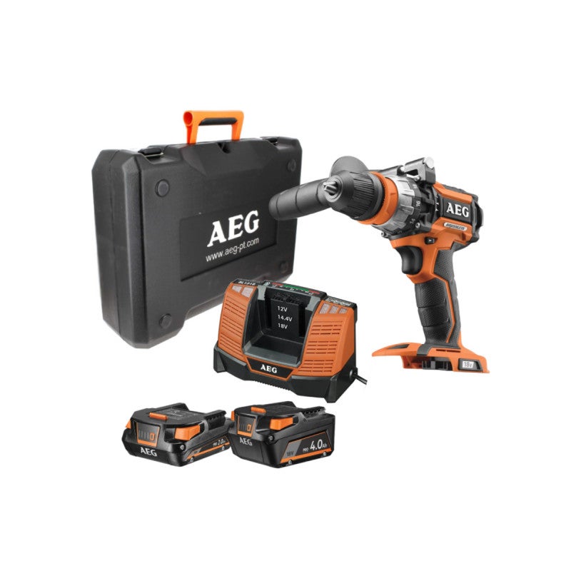 Perceuse à percussion AEG - BSB18CBL-X02C - Brushless 18V - 2 Batteries 4.0 et 2.0 Ah - 1 ...