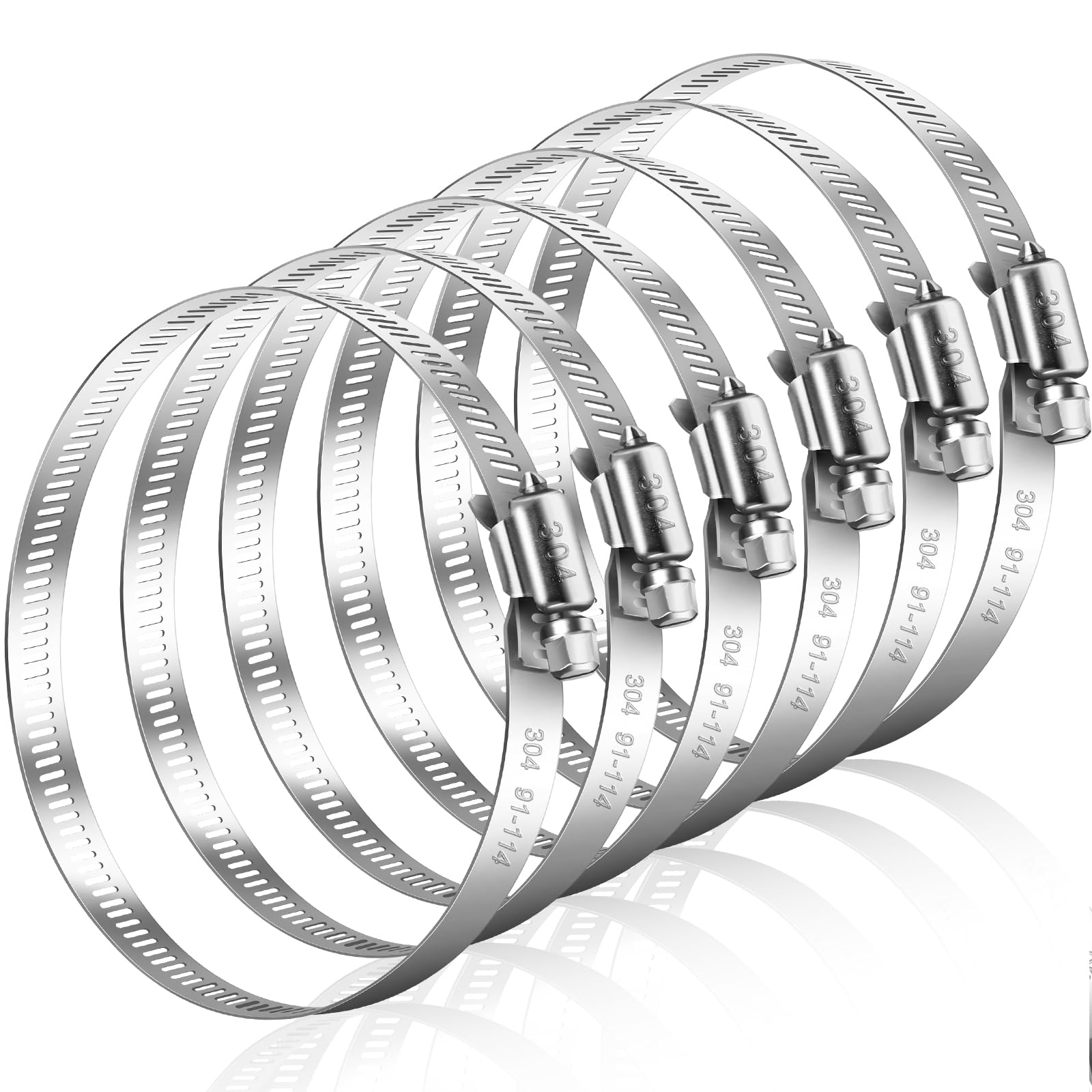 6 Pièces Collier de Serrage Métallique Réglable 91-114mm, Collier de ...