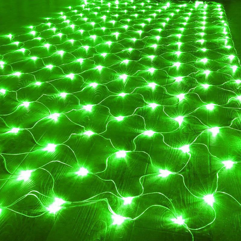 Filet lumineux solaire à lumière verte, filet lumineux clignotant pour ...