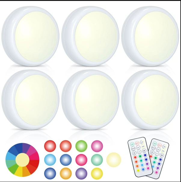 Spots LED 6 pièces avec 2 télécommandes, plusieurs couleurs, abat-jour ...