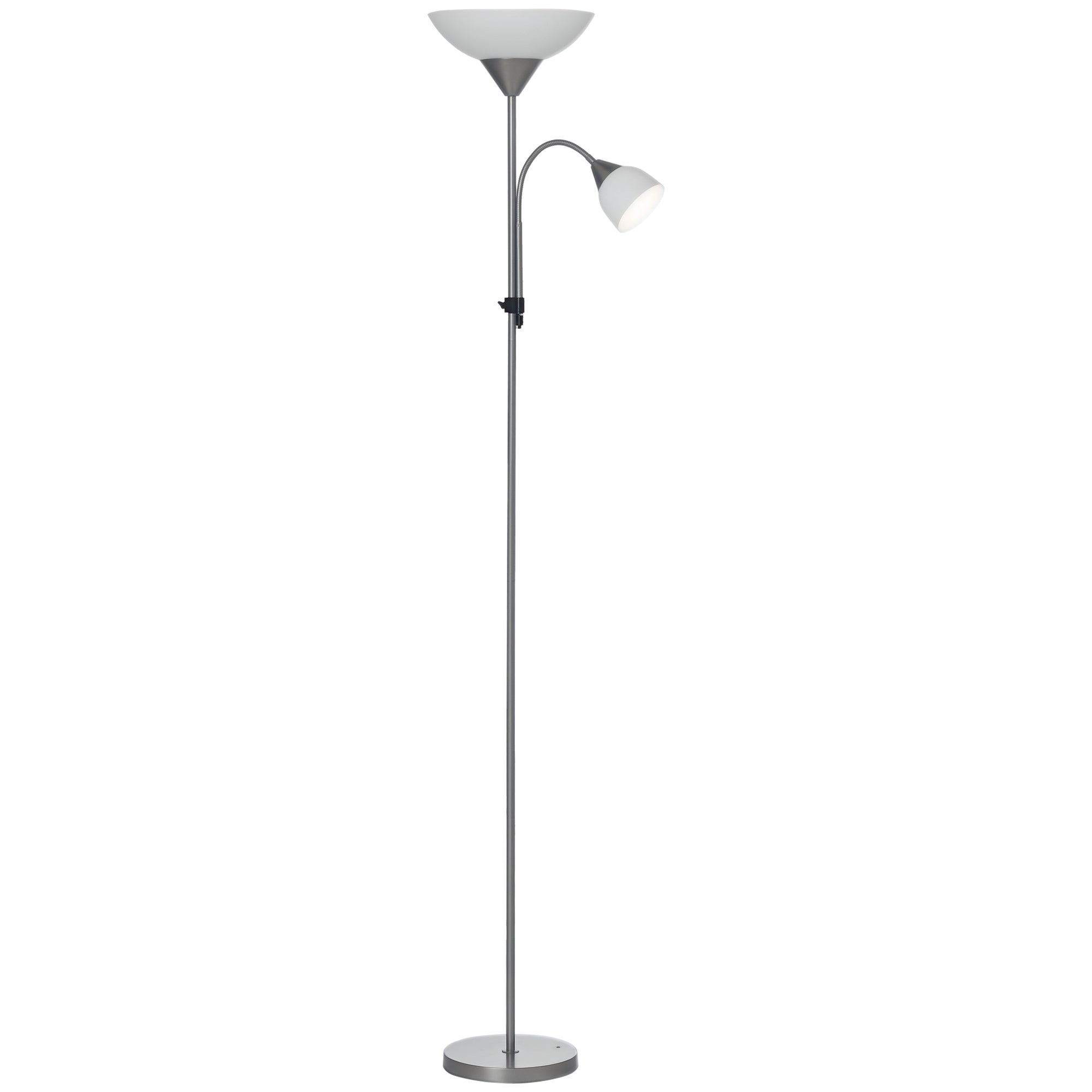 Lampadaire, lampe de salon sur pied avec 2 têtes douille E27 et E14 ...