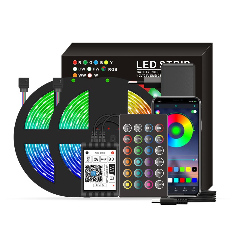 Bande LED RGB Wi-Fi intelligente de 10 m (32,8 pi) avec changement de ...