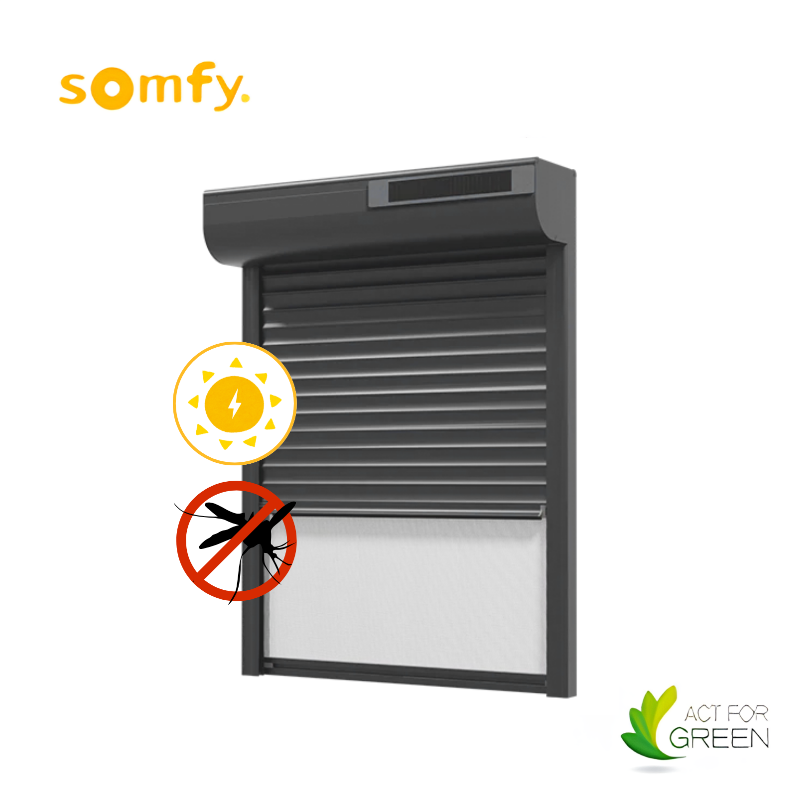 Volet Roulant Solaire Moteur SOMFY avec moustiquaire intégrée Aluminium ...
