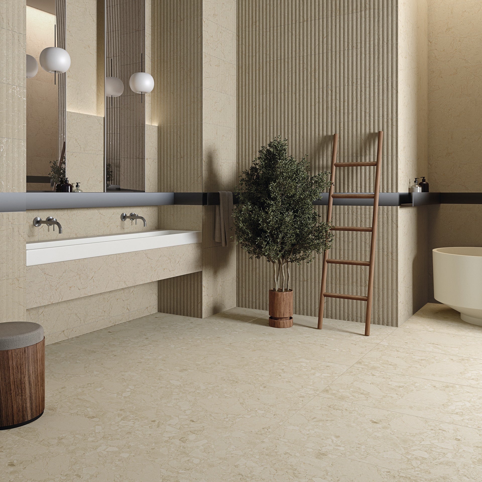 Carrelage sol / mur effet terrazzo beige 60x60 cm CREAM R BEACH | Leroy ...