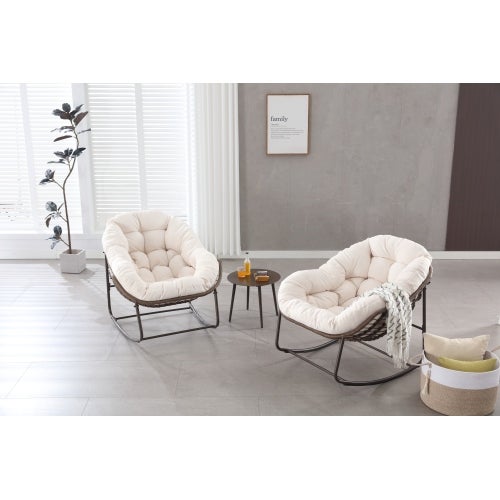 Silla mecedora para exteriores, silla mecedora de mimbre de gran tamaño ...