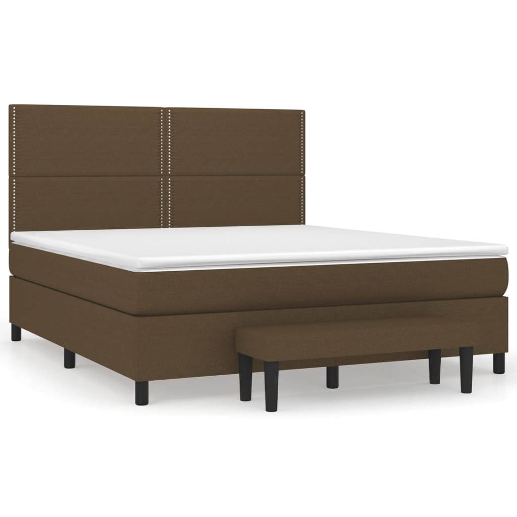 Lit à sommier tapissier avec matelas en tissu marron foncé 160x200 cm ...