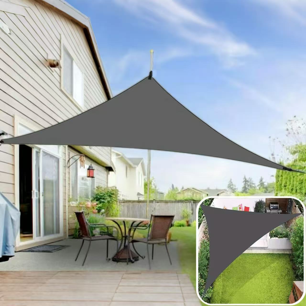QWINERN 4x4x4m Vela parasol triangular para exterior, toldo plegable ...