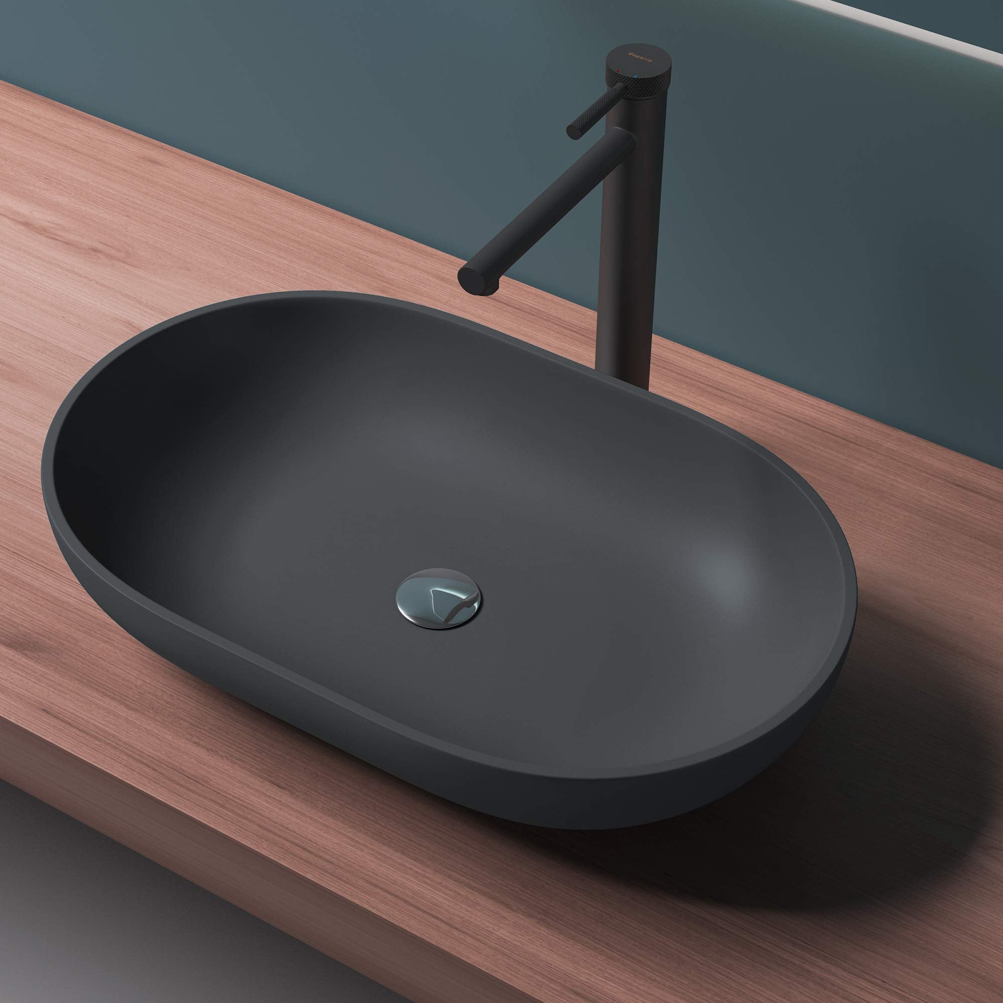 Mai & Mai lavabo vasque à poser forme ovale anthracite mat 54x34x10,5cm ...