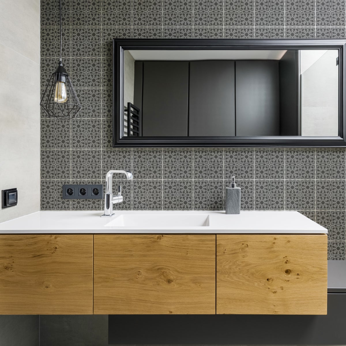 Sticker Mural Carrelage adhésif Cuisine Salle de Bain - 60 STICKERS CARREAUX DE CIMENT ORIENTAL ...