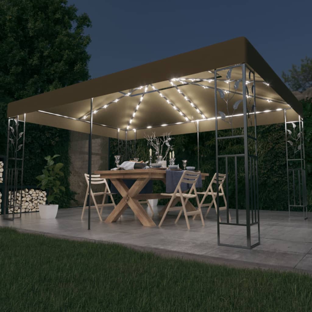 VidaXL Gazebo con Tetto Doppio e Luci LED 3x4 m Grigio Talpa | Leroy Merlin