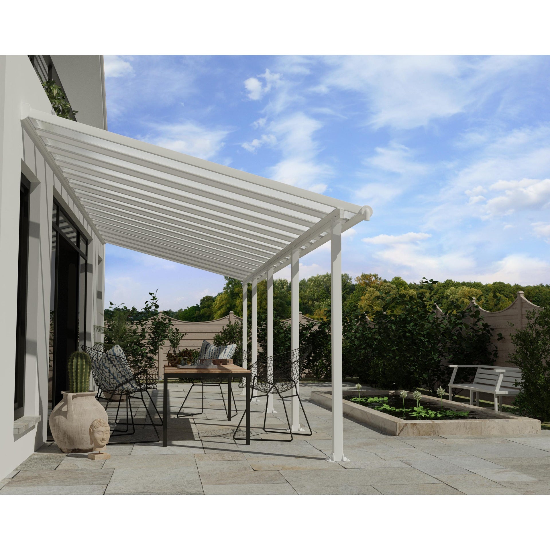 Canopia Olympia Pergola Addossata in Alluminio 3X8.6 m Bianco | Leroy ...