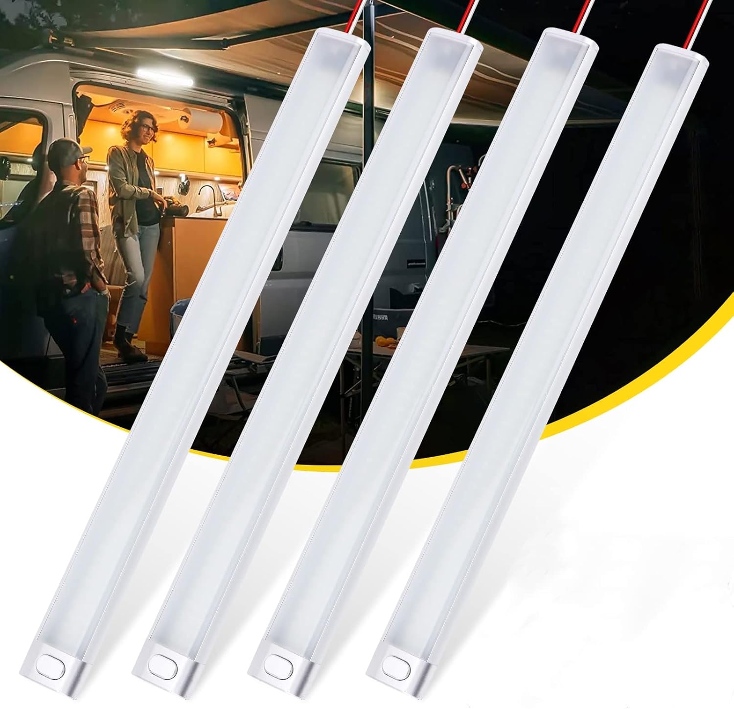 Kit de 4 barras de luces LED para interior de coche: 168 LED 12 V-80 V ...