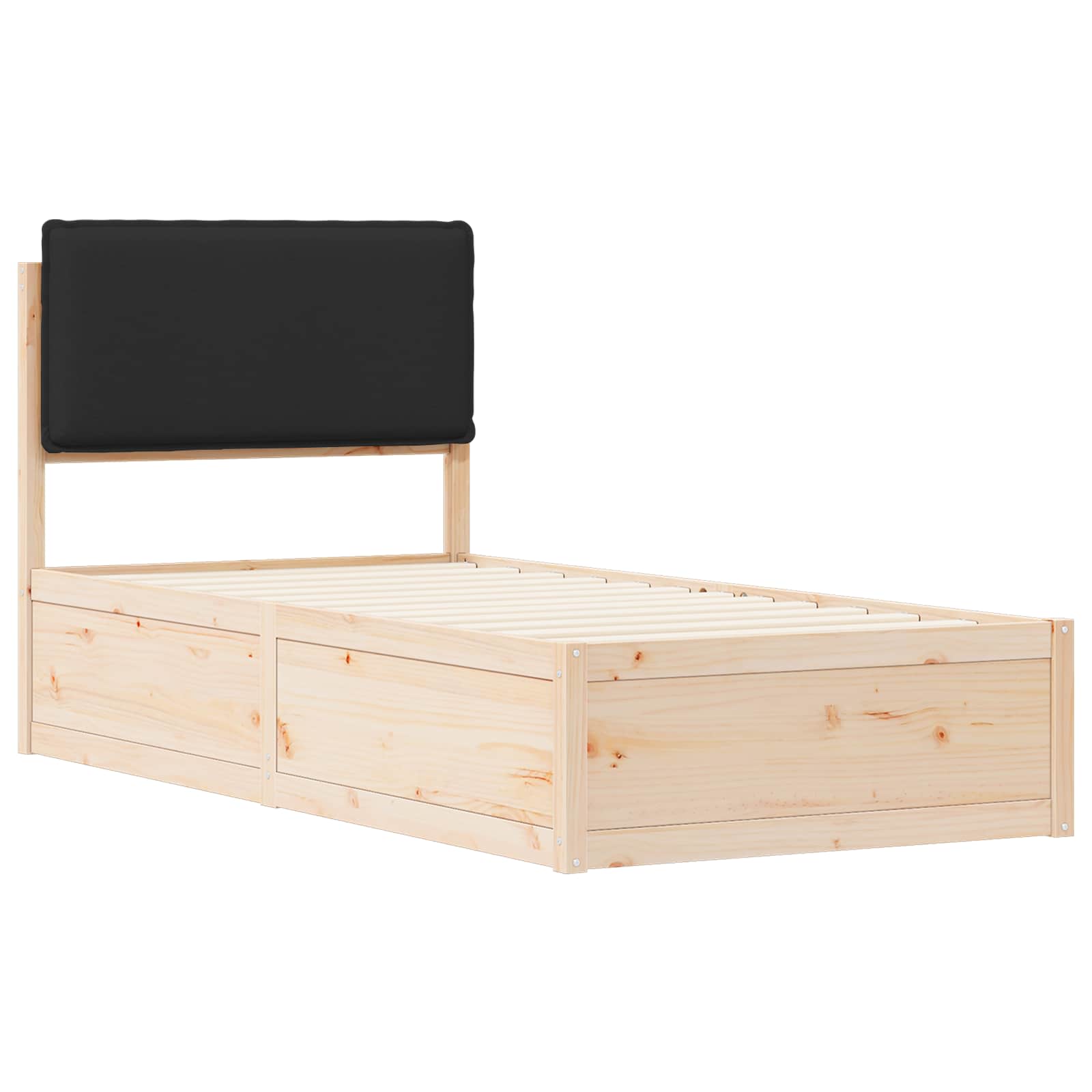Estructura de Cama con Cabecera Tapizada Negro 90 x 190 cm | Leroy Merlin