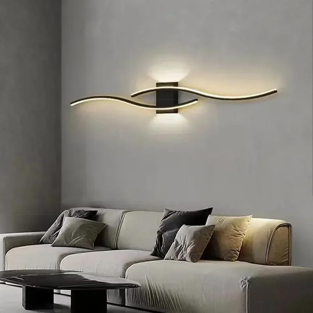 GOECO Applique Murale LED Intérieure, Noir 27W 3000K 3000LM Lampe ...