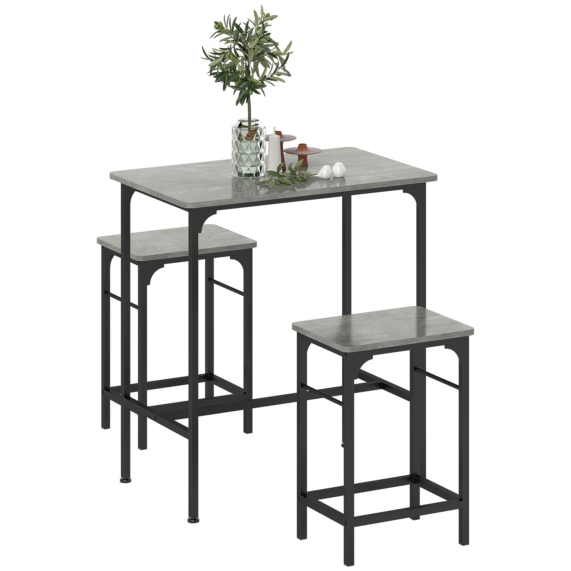 Ensemble comptoir de bar et chaises, table à manger avec deux chaises à ...
