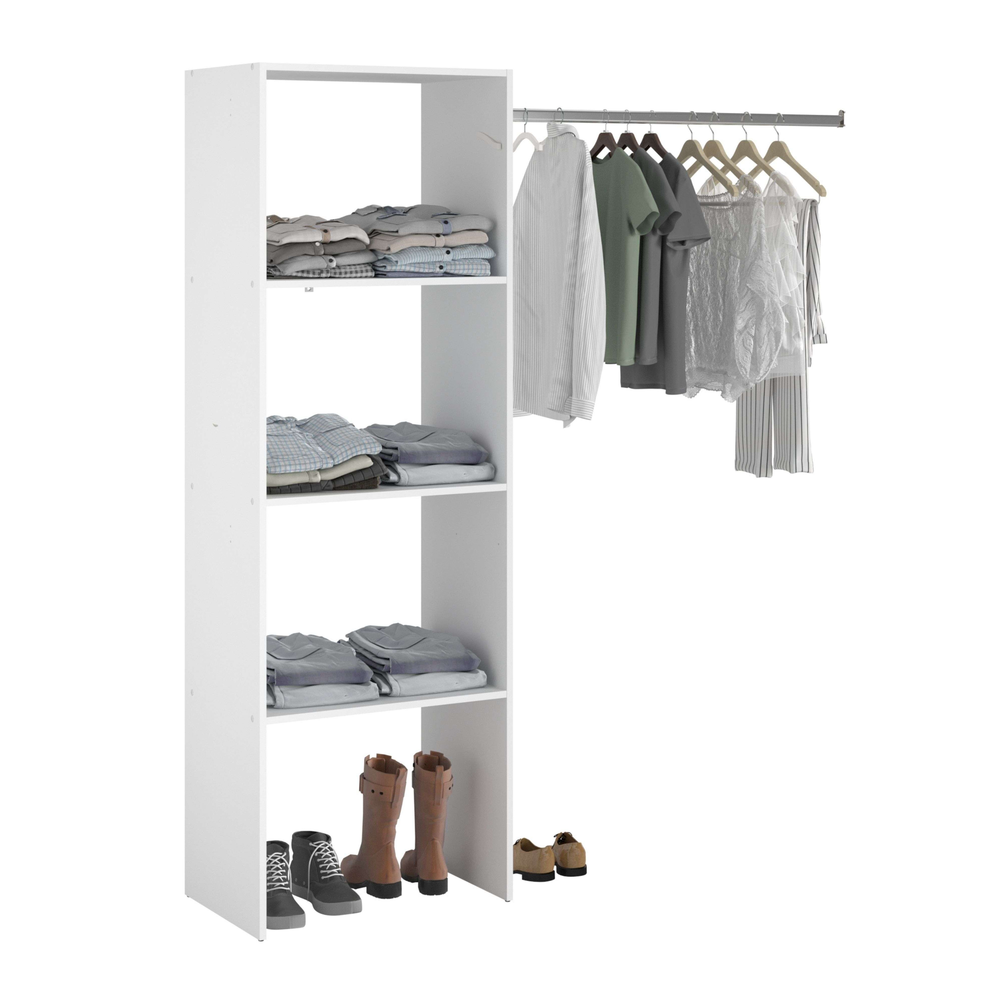 Vestidor Modular Abierto Custom para Dormitorio en Color Blanco Incluye ...