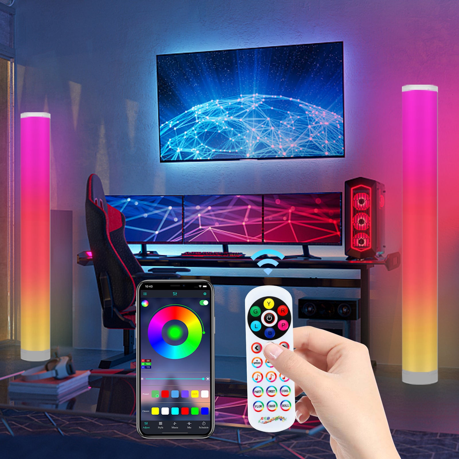 Juego de 2 lámparas LED RGB para fiestas y ambientes festivos, de 6 W ...