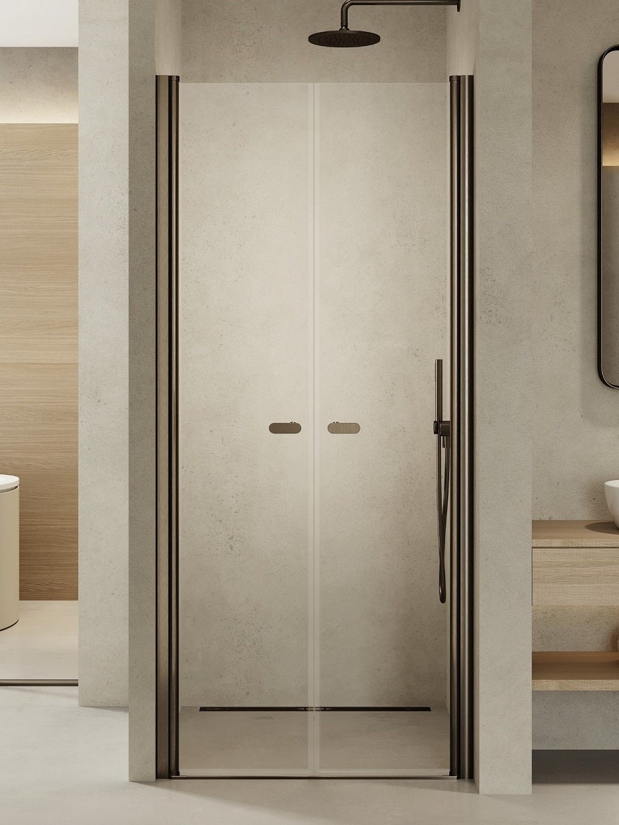 Mampara de ducha 2 puertas pivotantes 70 cm acero inoxidable cepillado ...