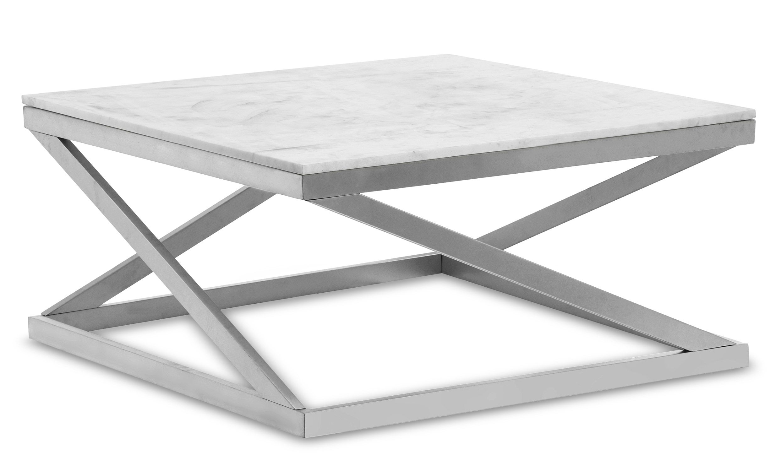 Table basse Paliano Marbre Blanc et pieds Argent | Leroy Merlin