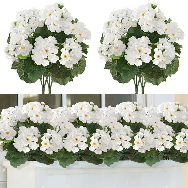 10 géraniums et bégonias artificiels, décoration de table et ...