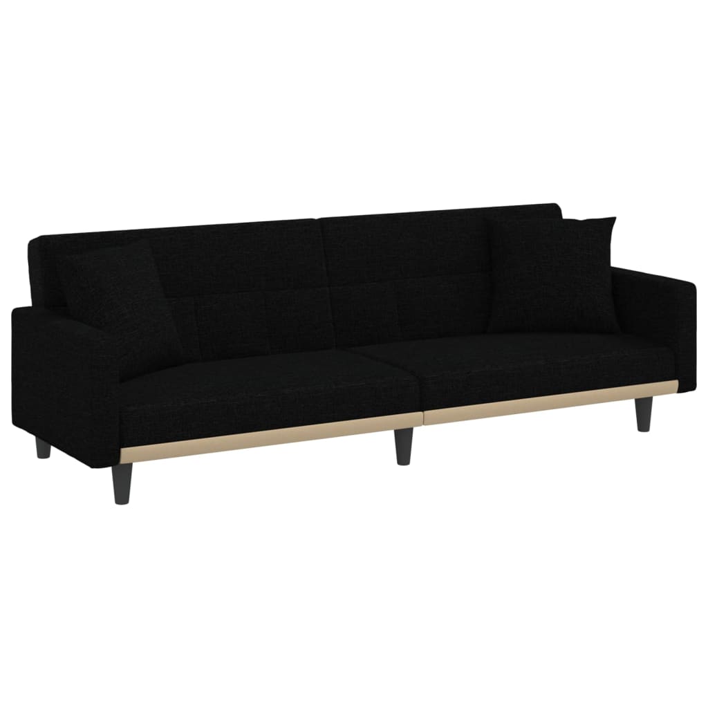 Divano letto con cuscini 220 x 100 x 53 cm tessuto nero 02_0019831 ...