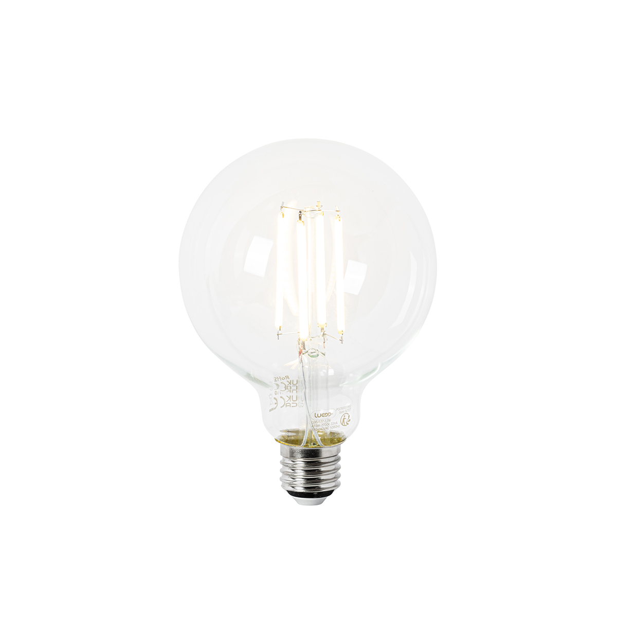 Bombilla LED E27 G95 transparente 2.2W 470lm 2700K | Leroy Merlin