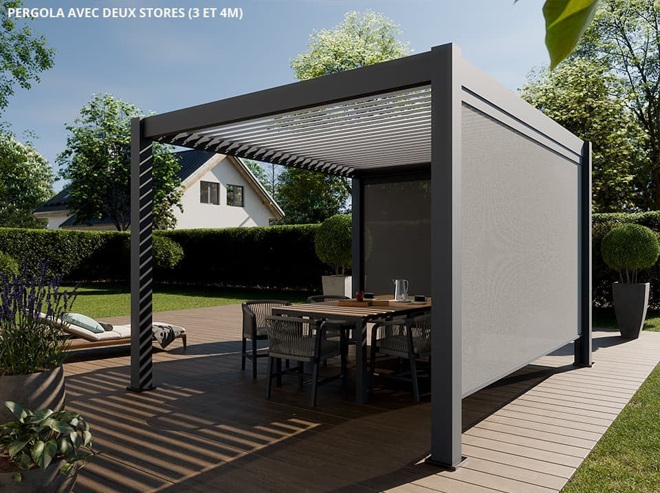 Pergola bioclimatique autoportante Gris en Aluminium 12.0 m² | Leroy Merlin