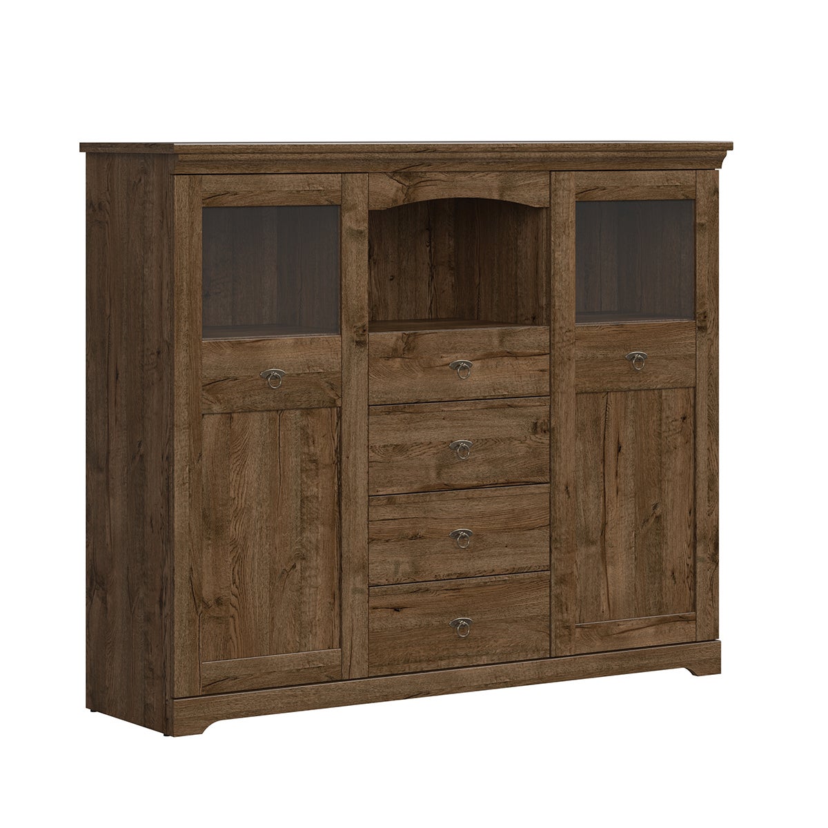 Buffet vitré 2 portes 4 tiroirs Noé Bois | Leroy Merlin