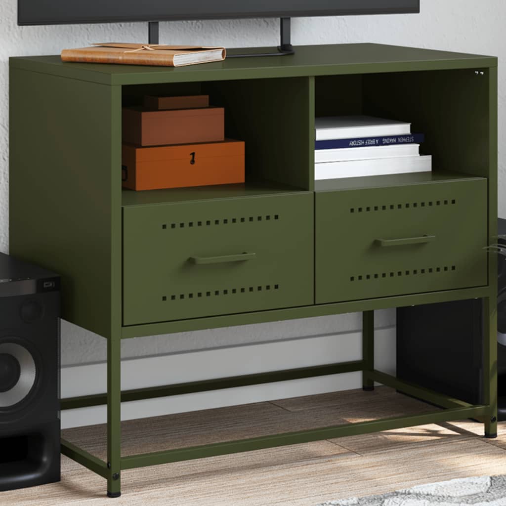 Maison Exclusive - Meuble TV vert olive 68x39x60,5 cm acier | Leroy Merlin