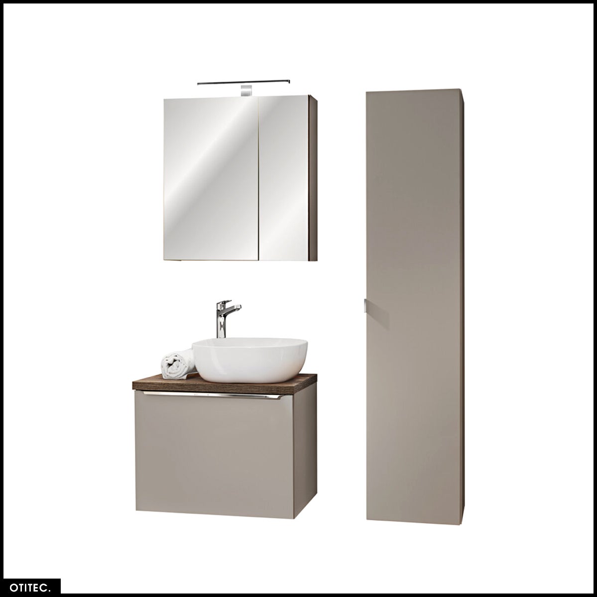 Set de meubles de salle de bain - 60 cm - avec Vasque à poser et Plan ...