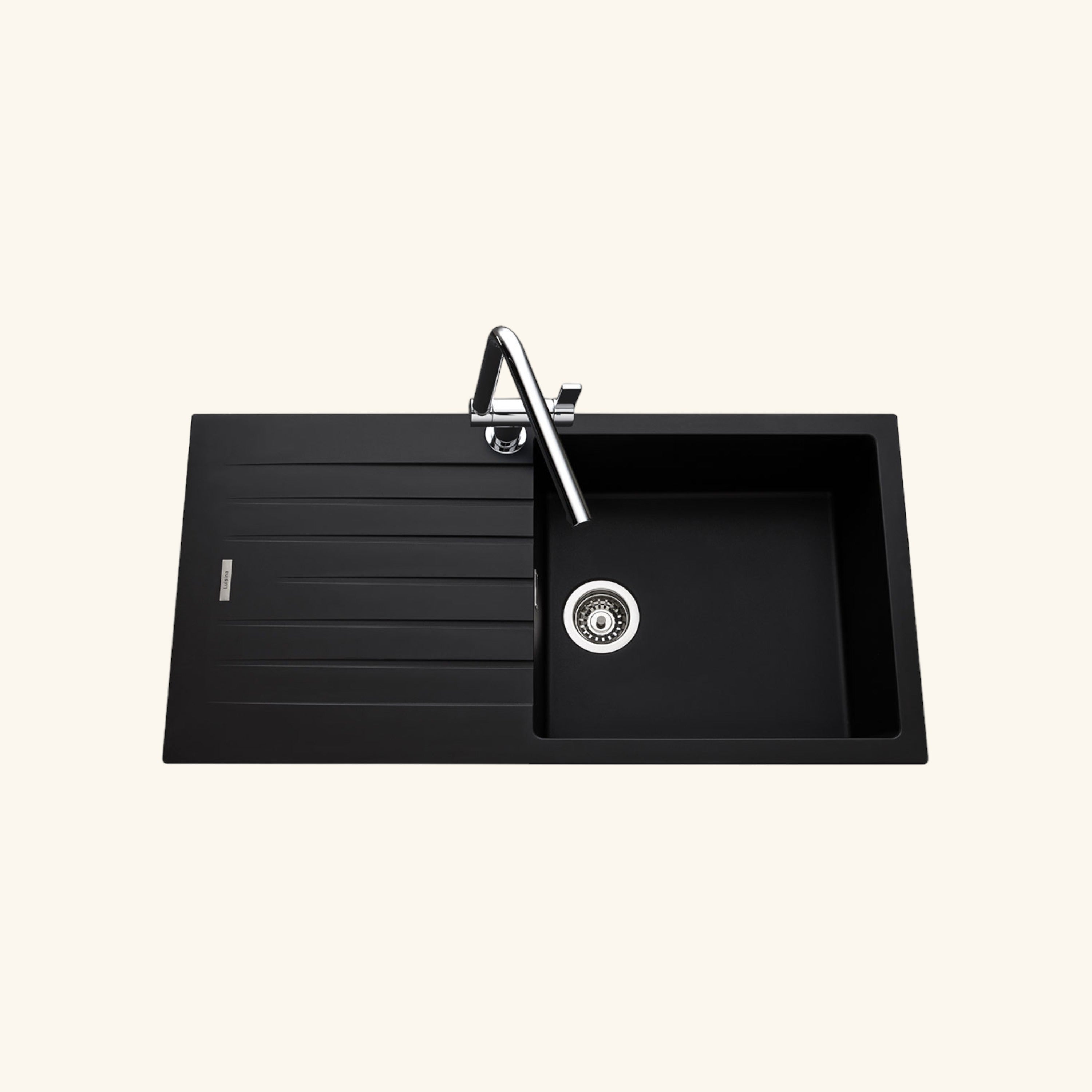 Évier granit noir ALBEY 1 grand bac 1 égouttoir | Leroy Merlin