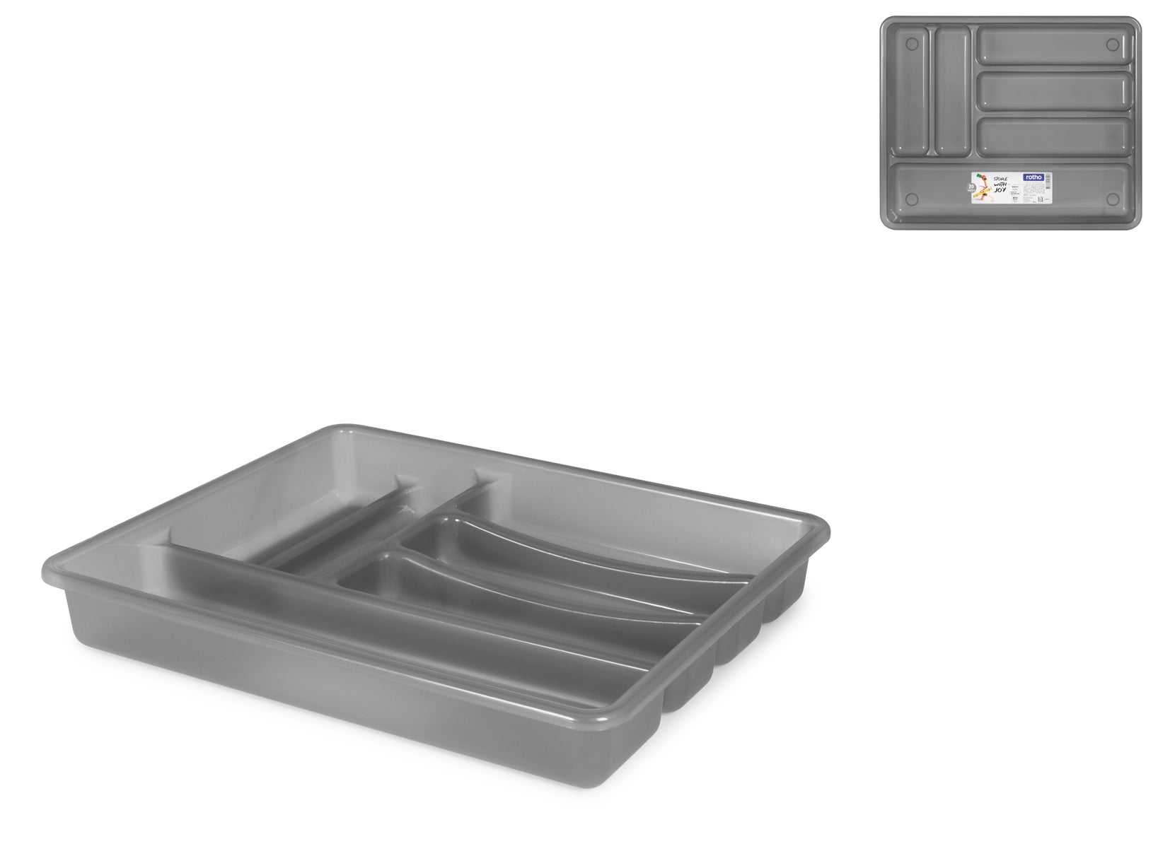 Rotho Basic Range-couverts 6 places Polypropylène Gris | Leroy Merlin