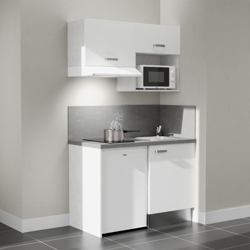 Kitchenette K02L-PT - 120 cm avec plan de travail et évier - Façade ...