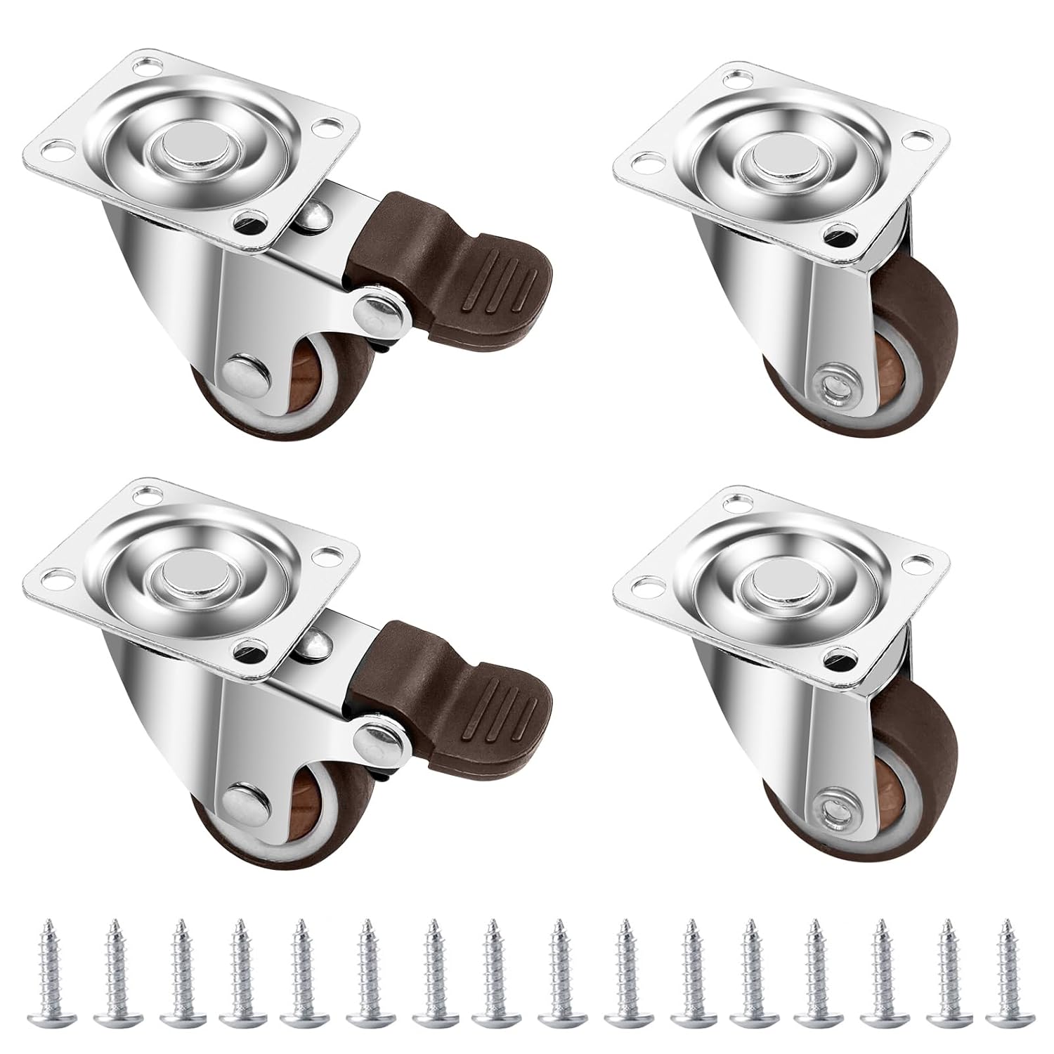 4 Roulettes pour Meubles 25 mm, Roulette Charge Lourde Fixe avec Frein ...