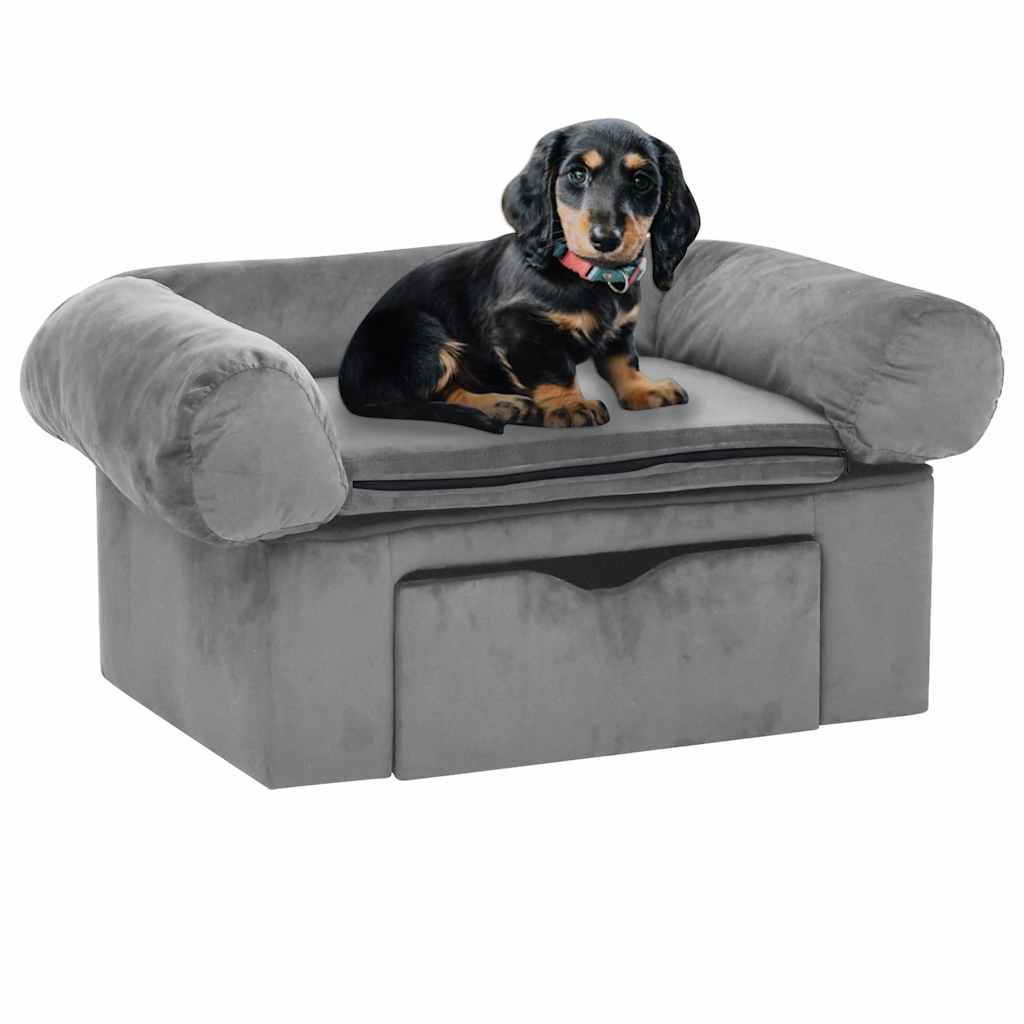 Sofá para perros con cajón felpa gris 75x50x38 cm | Leroy Merlin